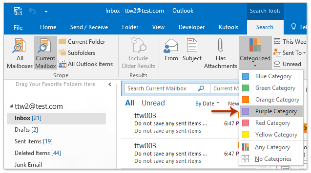 How to count emails by category in Outlook?