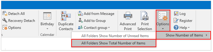 How to count the total number of items (emails) in all folders in Outlook?