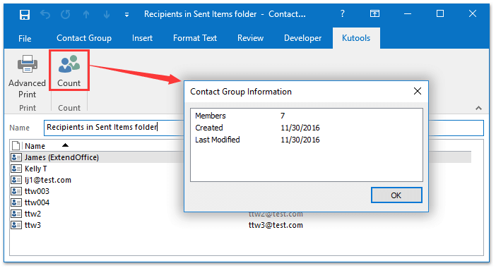 How to count the number of recipients in To, Cc, and Bcc fields in Outlook?