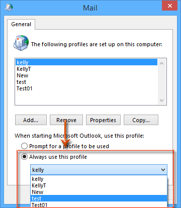 How to switch/change default profile in Outlook?