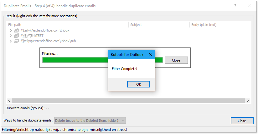 How to delete all duplicate emails from a mail folder in Outlook?