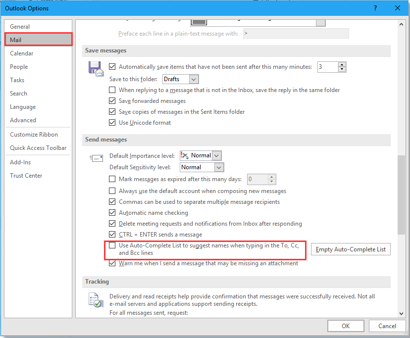 How To Enable Or Disable Auto complete List Email Address In Outlook 