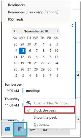 How to always display upcoming appointments in Outlook?