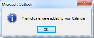 How to add holidays to the calendar in Outlook?
