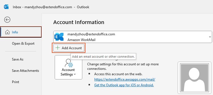 How to add a new email account in Outlook?