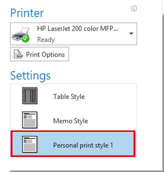 How to add new print style in Outlook?