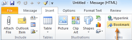 How to add bookmarks in Outlook?