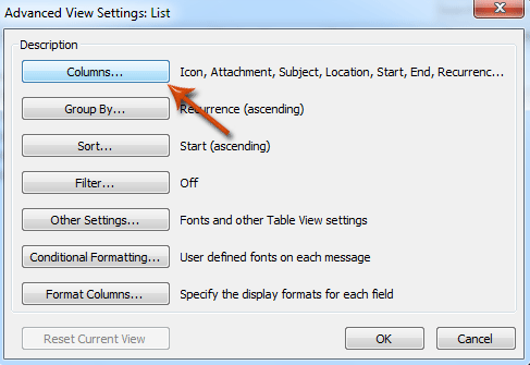 How to add the meeting organizer column in Outlook?