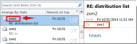 How to arrange sent items by To in Outlook?