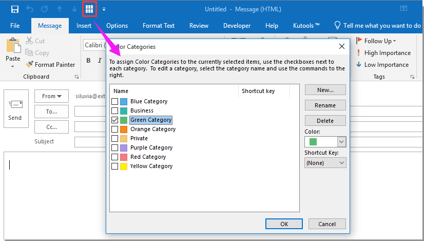 How to assign category to outgoing email in Outlook?