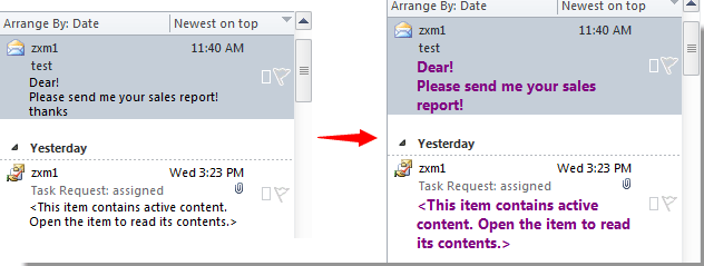 How to change auto preview color and font size in Outlook?