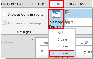 How to auto preview unread messages in Outlook?