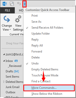 How to add Back and Forward buttons to Outlook ribbon?