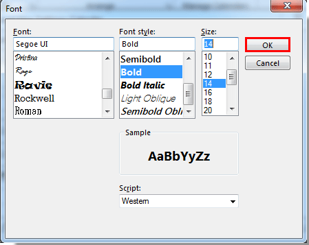 How to change calendar appointment font in Outlook?