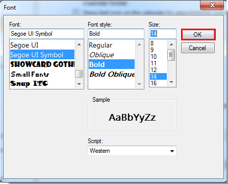 How to change calendar navigator font in Outlook?