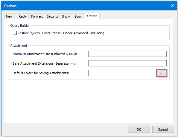 How to change default attachment saving location in Outlook?
