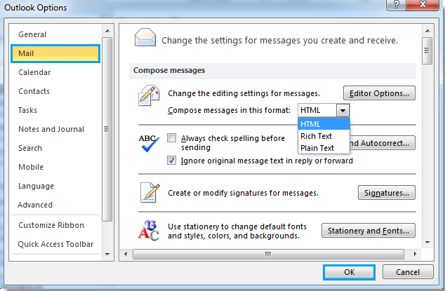 How To Change Message To Html Format In Outlook 