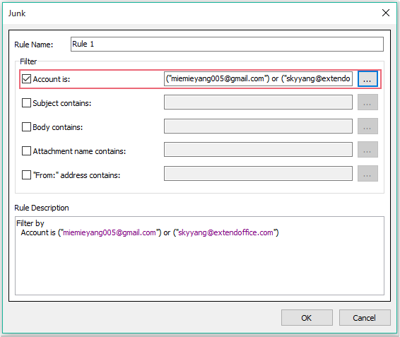 How to configure junk e-mail filter settings in Outlook?