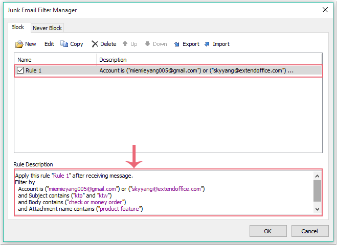 How to configure junk e-mail filter settings in Outlook?