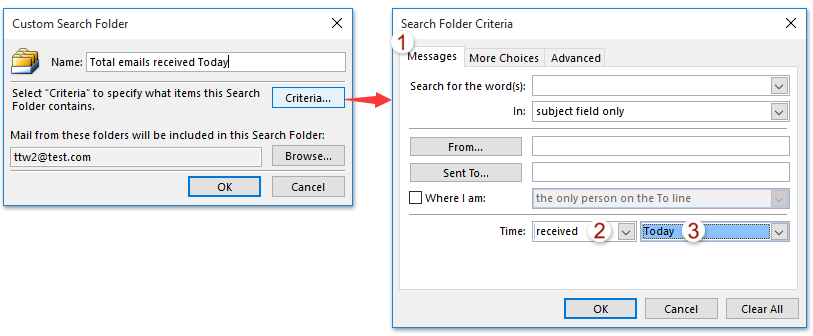How to count total number of incoming emails per day in Outlook?