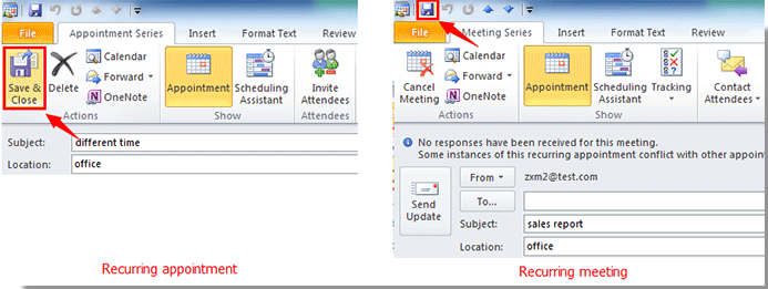 How to create recurring meeting/appointment at different times in Outlook?