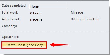 How to create an unassigned copy of an assigned task in Outlook?