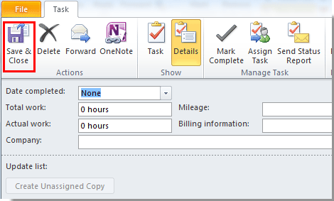 How to create an unassigned copy of an assigned task in Outlook?