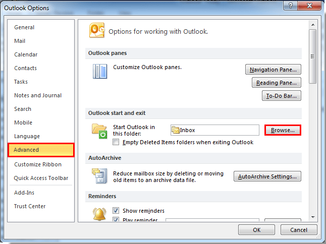 How to enable or disable Outlook Today in Outlook?