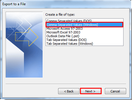 How to export Outlook contacts to CSV file?