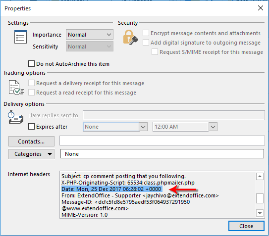 How to get sender’s time zone of a received email in Outlook?