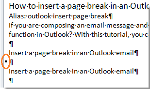 How to insert page breaks in an Outlook email?