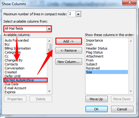 How to mark specific emails as do not archive in Outlook?