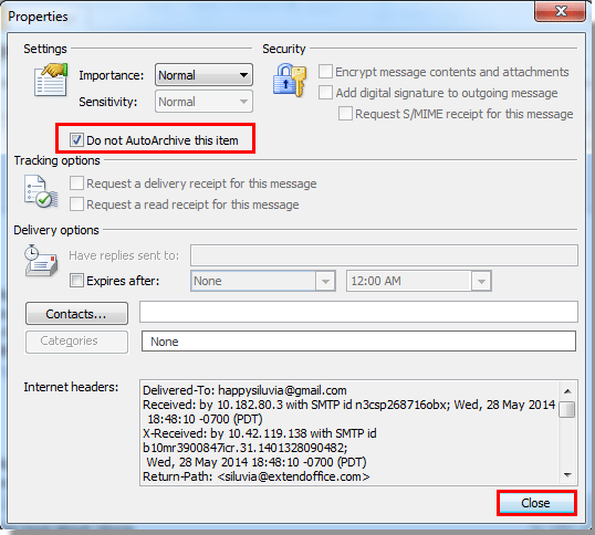 How to mark specific emails as do not archive in Outlook?