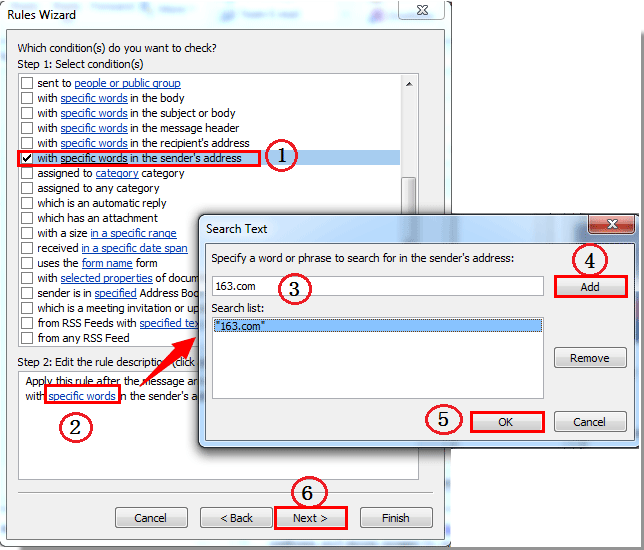How to move emails from certain domain to specified folder in Outlook?