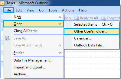How to open others shared tasks folder in Outlook?