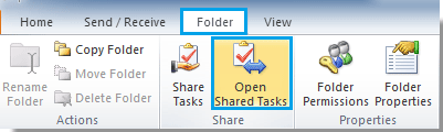 How to open others shared tasks folder in Outlook?