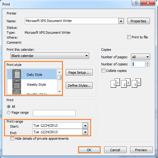 How To Print Blank Calendar without Appointment In Outlook 