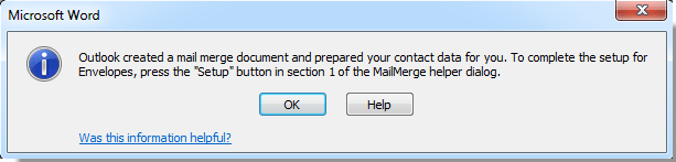 How to print envelops from Outlook selected contacts?