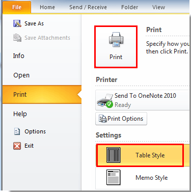 How to print email list in Outlook?