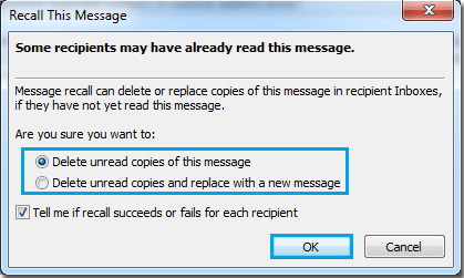 How to recall or retract a sent message in Outlook?