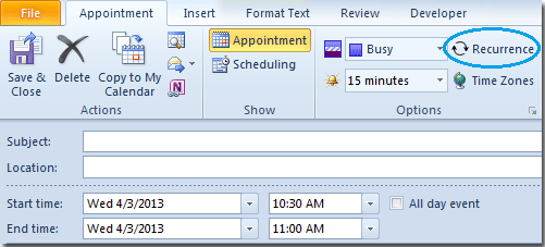 How to create recurring meetings and appointments in Outlook?