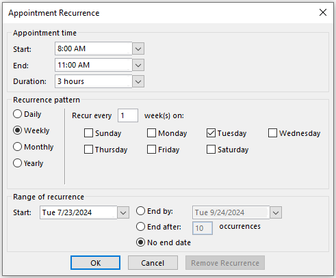 How to create recurring meetings and appointments in Outlook?