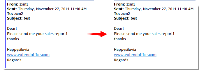 How to remove blue line when replying or forwarding email in Outlook?