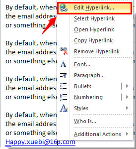 How to rename hyperlink in Outlook?