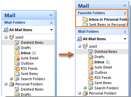 How to restore or show favorites folder in Outlook Navigation Pane?