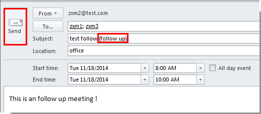 How to schedule a follow up meeting from the original in Outlook?