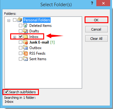 How To Search Emails Include Subfolders In Outlook?
