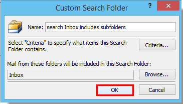 How to search emails include subfolders in Outlook?