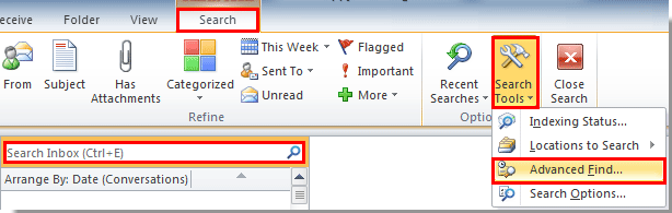 How to search partial word or string in Outlook?