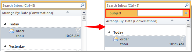 How to search subject line only in Outlook?